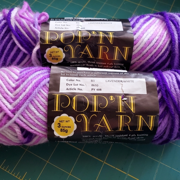 Office | 2 Vintage Skeins Popn Yarn In Lavenderwhite | Poshmark